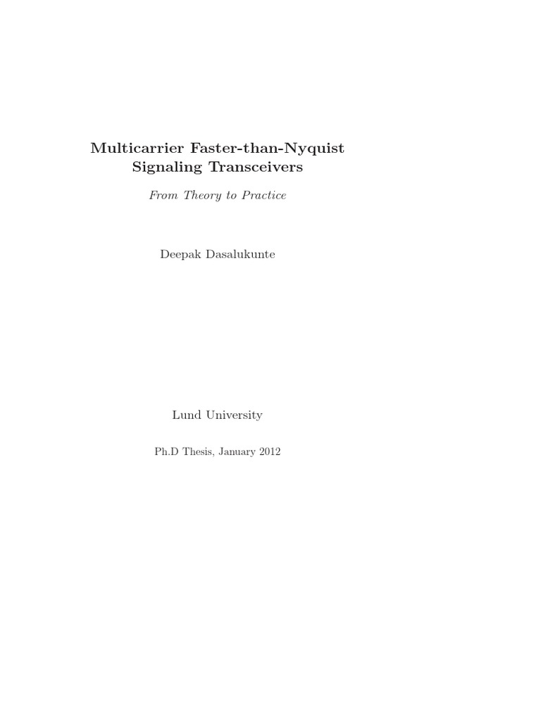 Multicarrier Faster Than Nyquist Signaling Transceivers Pdf Orthogonal Frequency Division