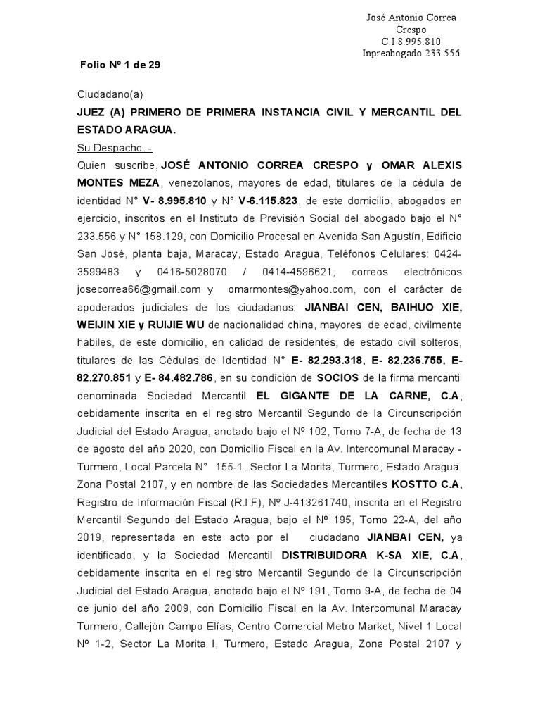 Libelo de Demanda Civil Contra Gilberto Galindez (Version 4) | PDF ...