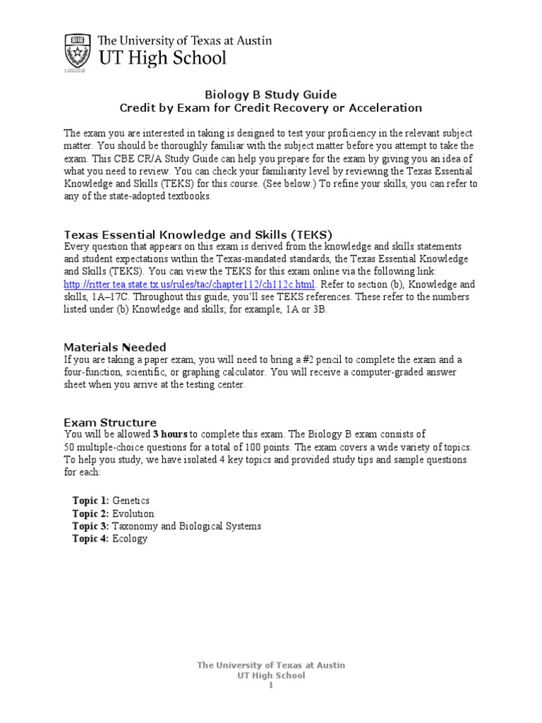 Biology B CBE Study Guide | PDF | Evolution | Natural Selection