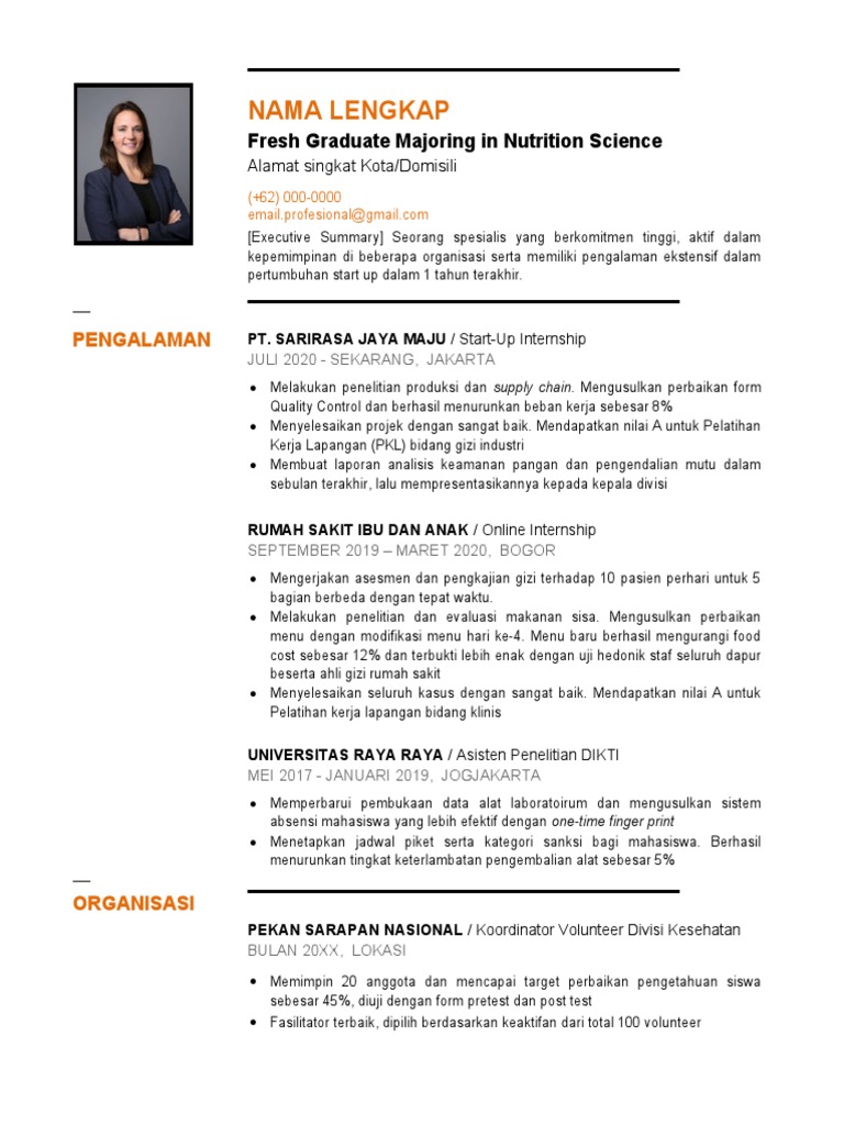 Contoh CV Freshgraduate UMUM | PDF