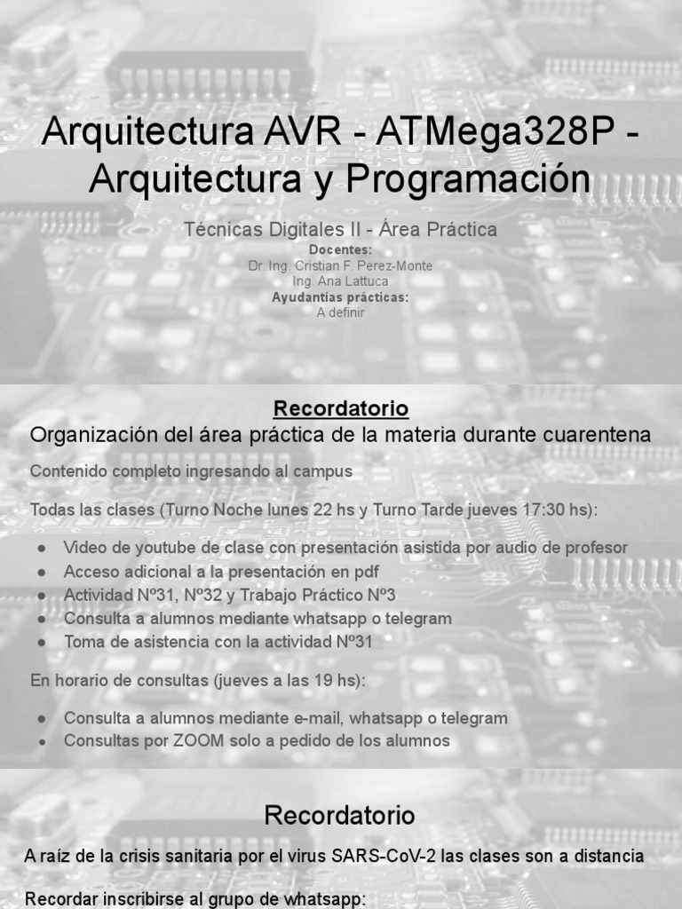 Arquitectura AVR - ATMega328 - Arquitectura y Programación Básica (Clase 18-2021) | PDF ...