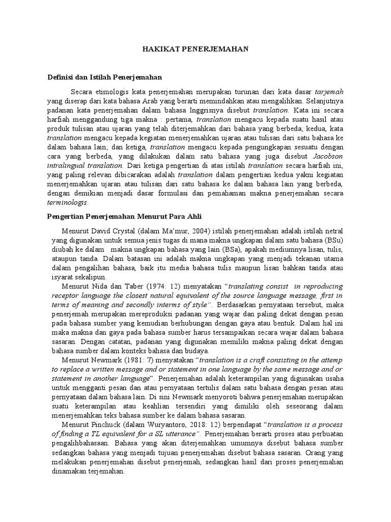 Hakikat Penerjemahan | PDF