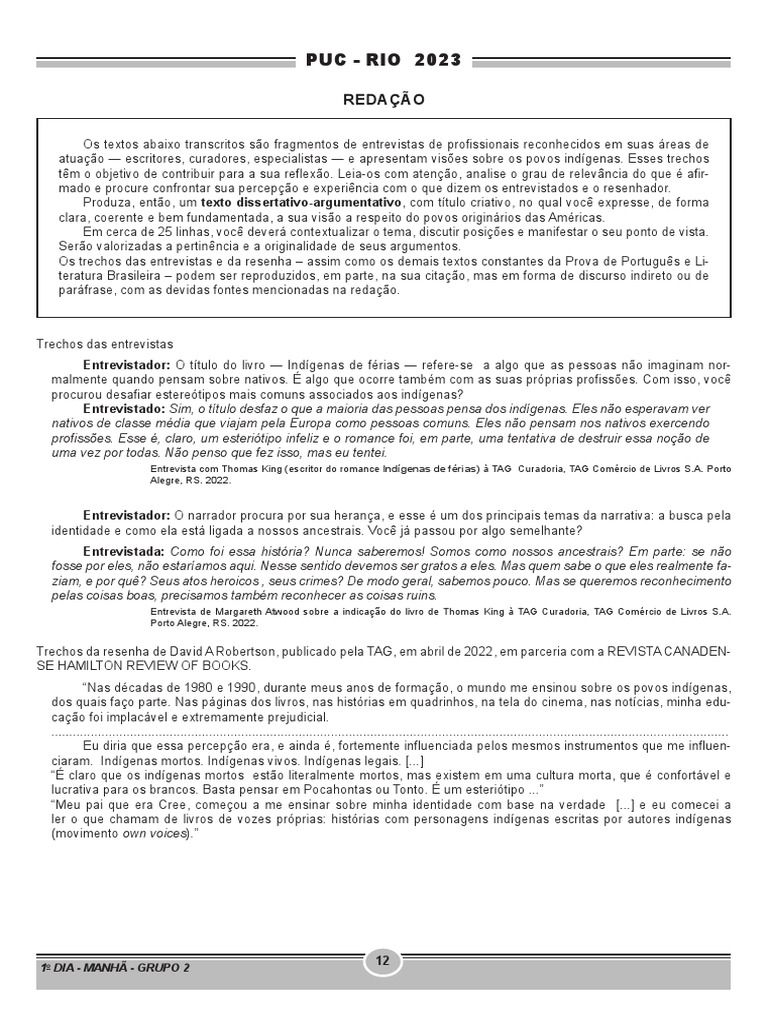Redacao Puc | Download grátis PDF | Povos indígenas