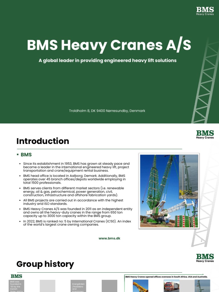 Presentacion BMS Heavy Cranes Iberica 2022 | PDF | Crane (Machine) | Offshore Wind Power
