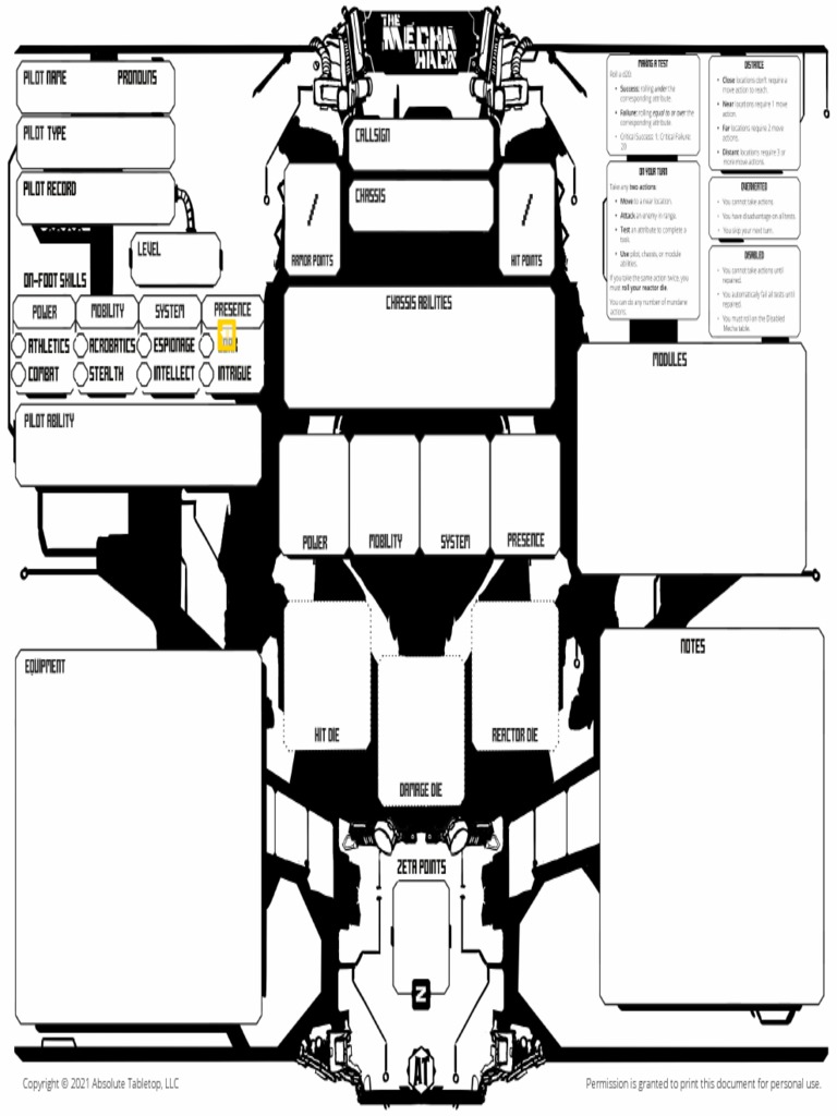 Mecha Hack - Char Sheet | PDF
