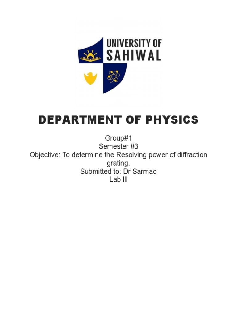 Resolving Power of Diffraction Grating. | PDF