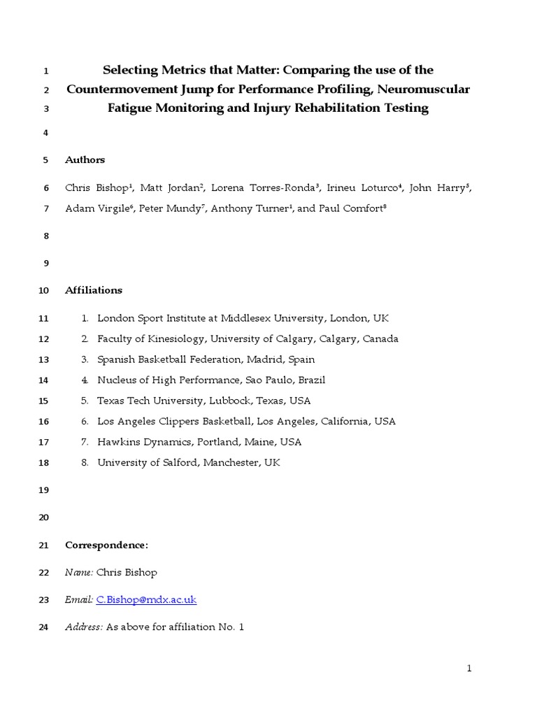 CMJ Metrics for Performance and Rehab | PDF | Performance Indicator ...