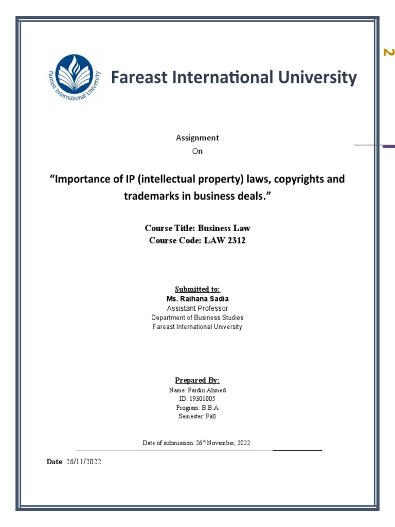 Importance of IP laws in business deals | PDF | Intellectual Property ...