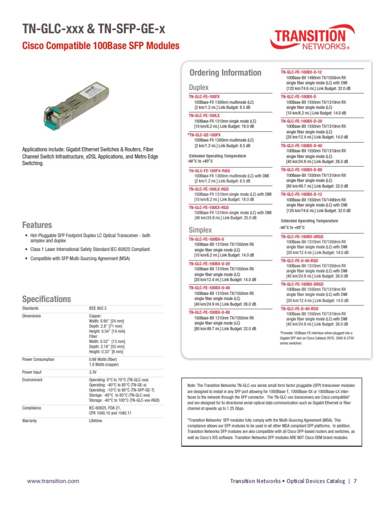 Cisco Compatible SFP Modules Catalog | PDF | Physical Layer Protocols ...