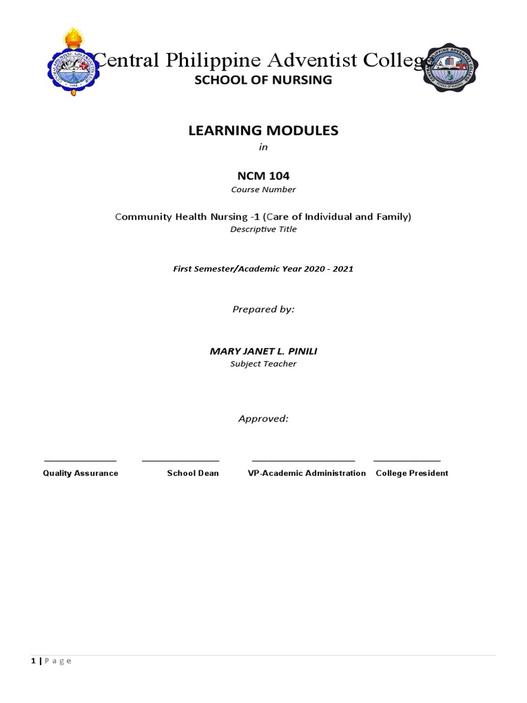 CHN 1 Modules 2020 2021 | Download Free PDF | Nursing | Health Care