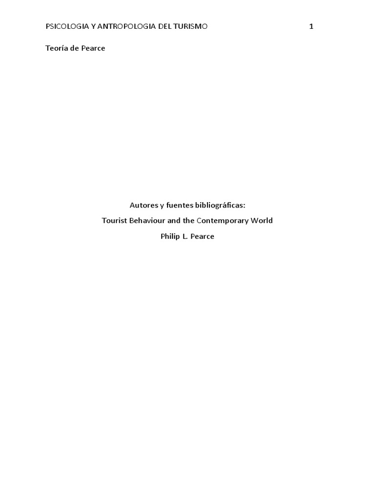 Teoría de Pearce | PDF | Turismo | Comportamiento