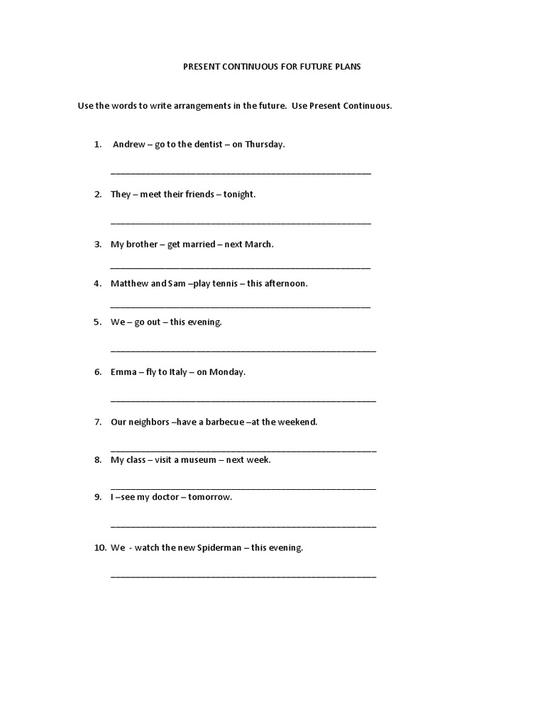 Future Plans with Present Continuous | PDF