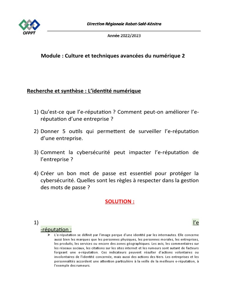 CTAN 2 TP 2 - L'identité Numérique | PDF | Réseaux sociaux | Études sur ...