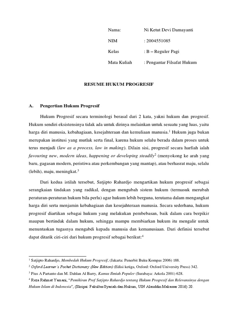 Hukum Progresif: Definisi dan Filosofi | PDF