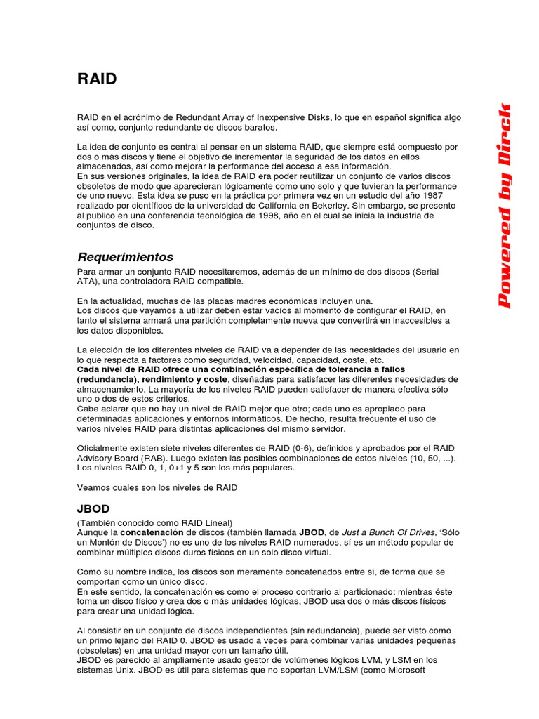 RAID | PDF | Almacenamiento de datos de la computadora | Hardware de la ...