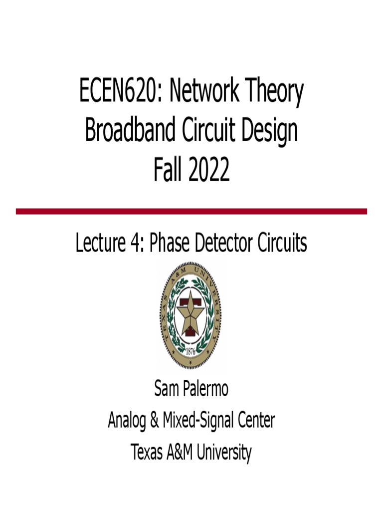 Lecture04 Ee620 Phase Detectors Pdf Detector Radio Electricity