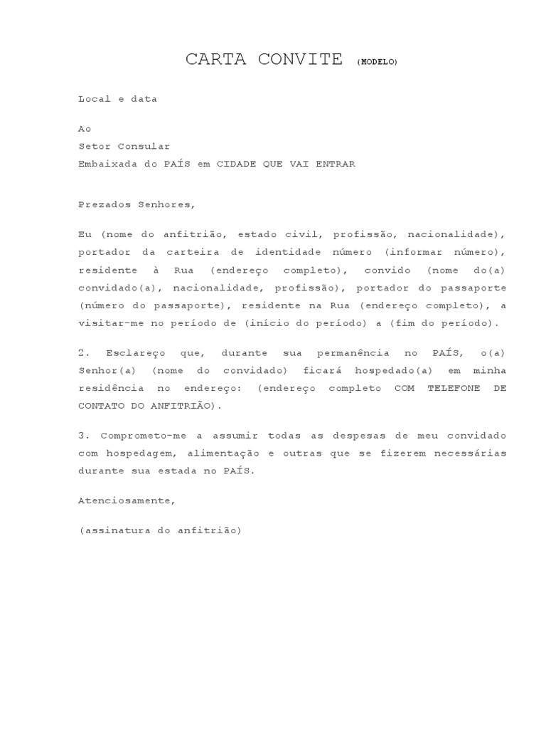 Modelo de Carta Convite | PDF