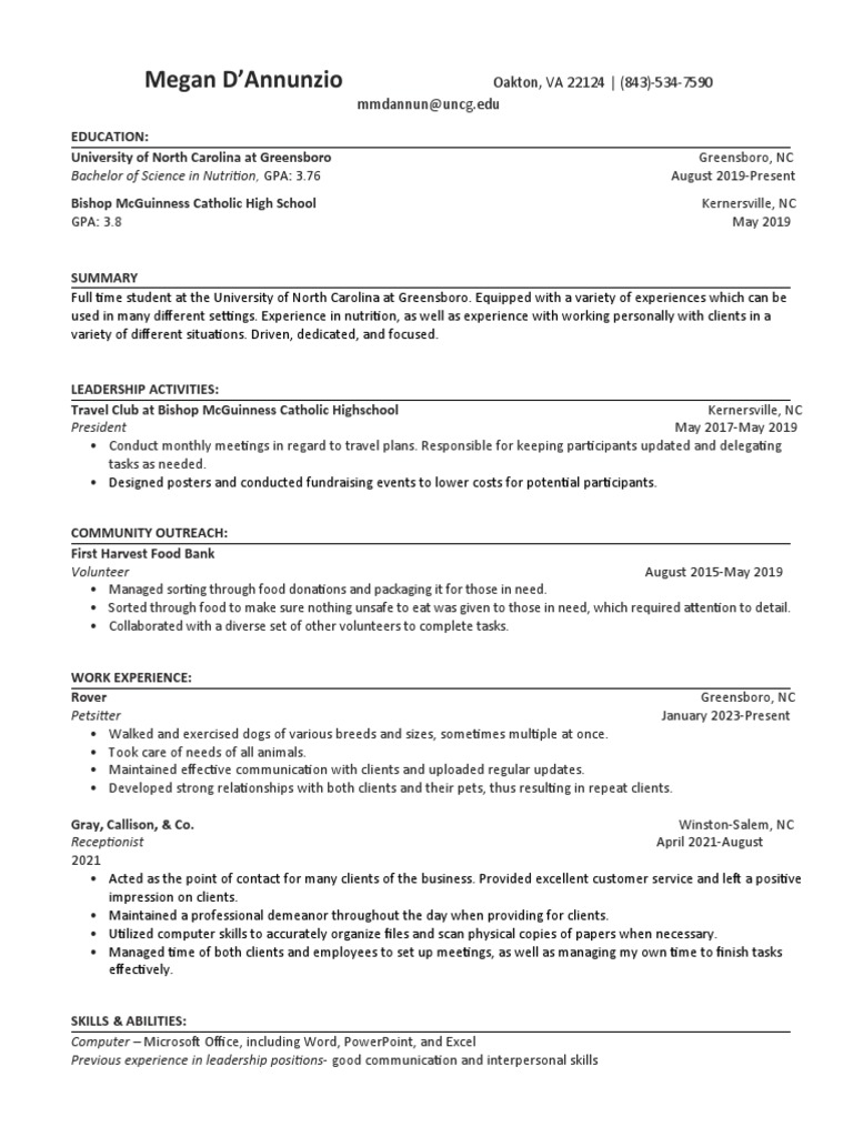 Megan Dannunzio Resume | Download Free PDF | Communication | Leadership