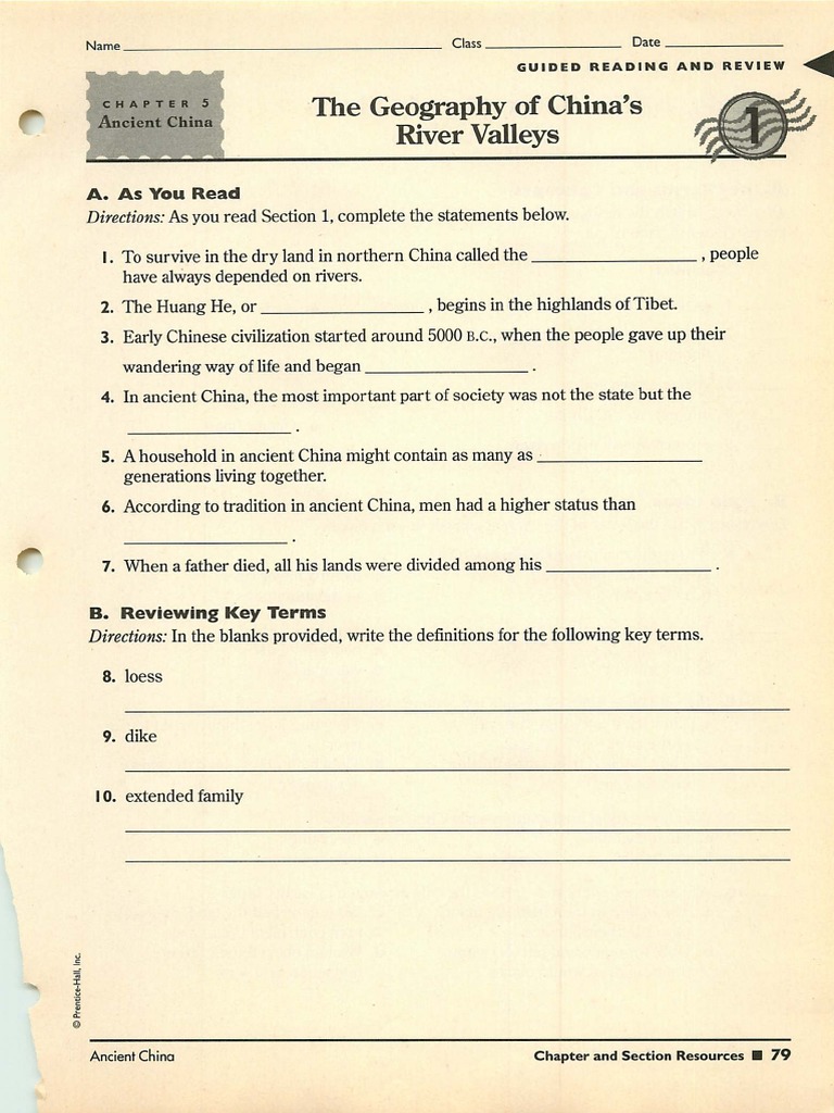 Ancient World China Worksheets | PDF