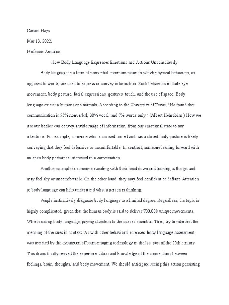 how body language expresses emotions and actions unconsciously | PDF ...