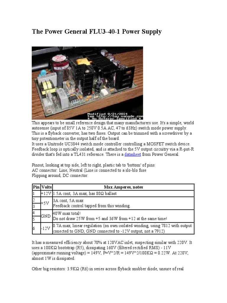 The Power General FLU3 | PDF | Capacitor | Power Supply