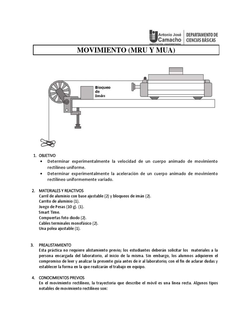 Practica Nø2 FISICA I - MOVIMIENTO (MRU Y MUA) | PDF | Velocidad | Aceleración