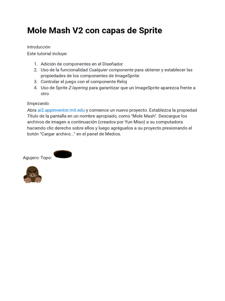 Mole Mash V2 Con Capas de Sprite: Ai2.appinventor - Mit.edu | PDF | Informática