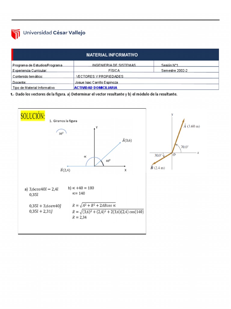 SOLUCIÓN DE VECTORES | PDF
