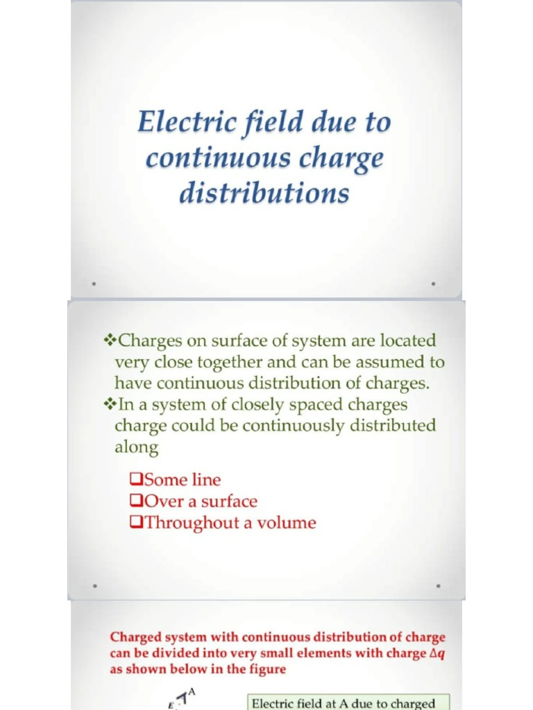Electric Field Due To Continuous Charge Distribution | PDF