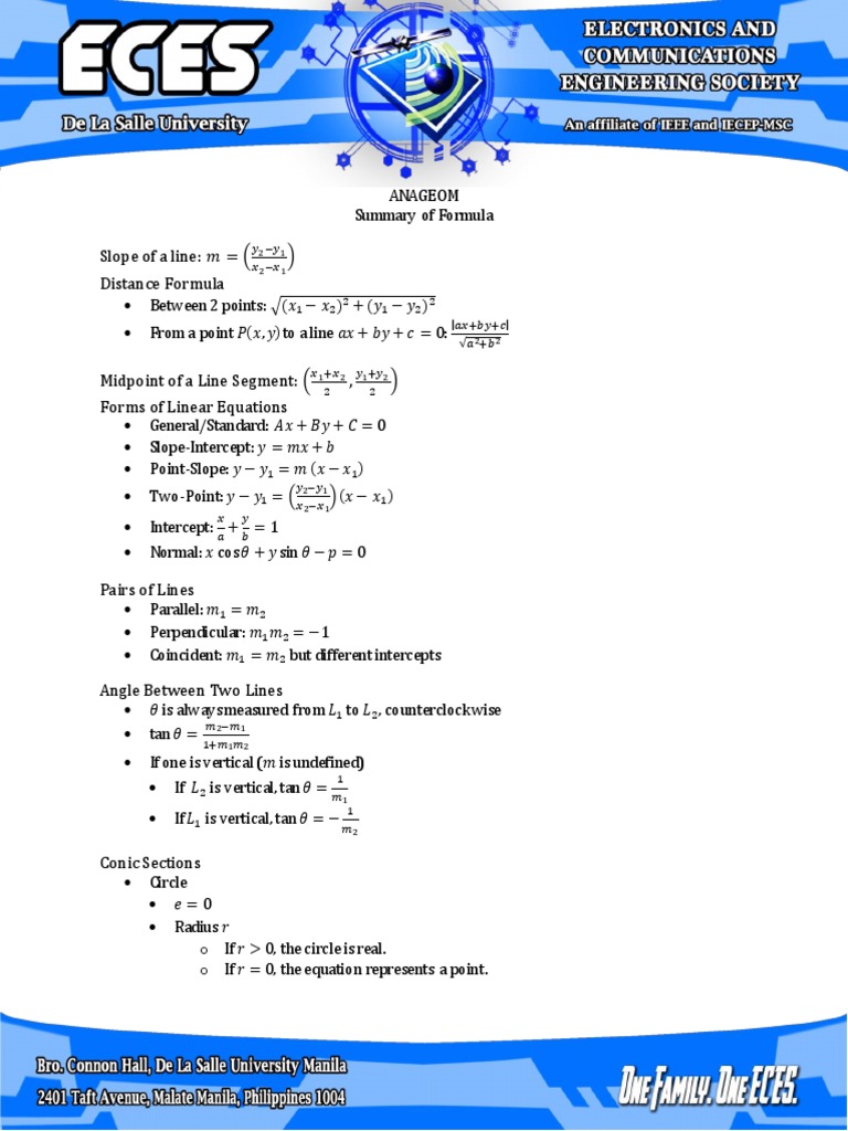 ANAGEOM Formula | PDF | Asymptote | Elementary Mathematics