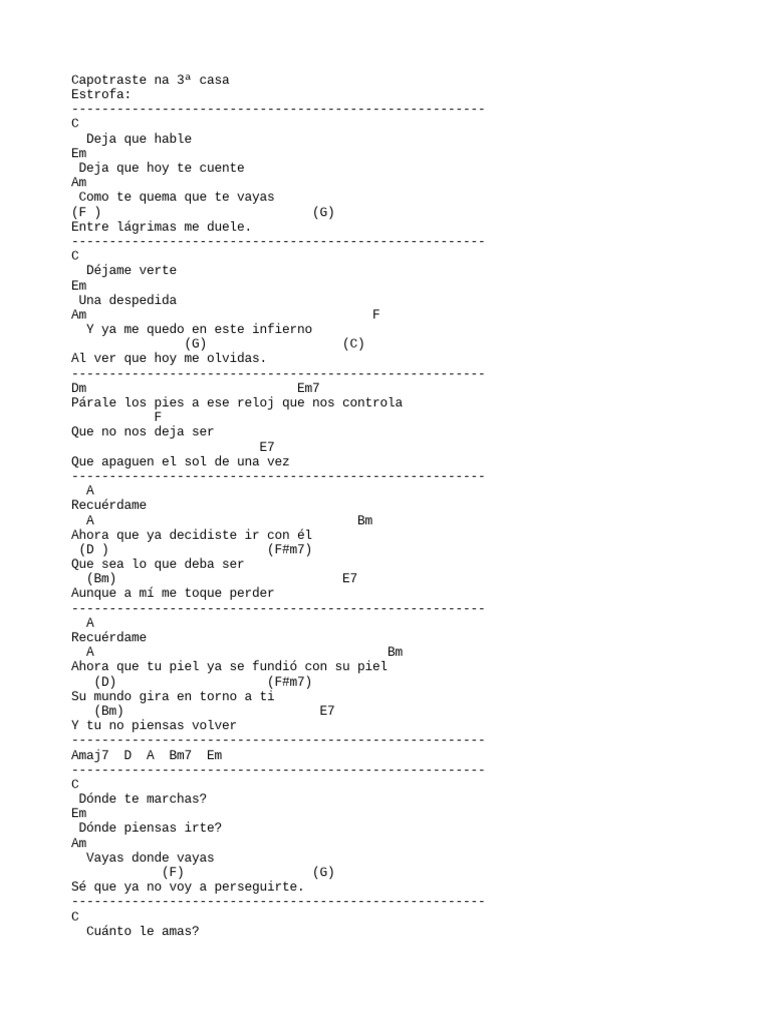 Tab recuerdame | PDF