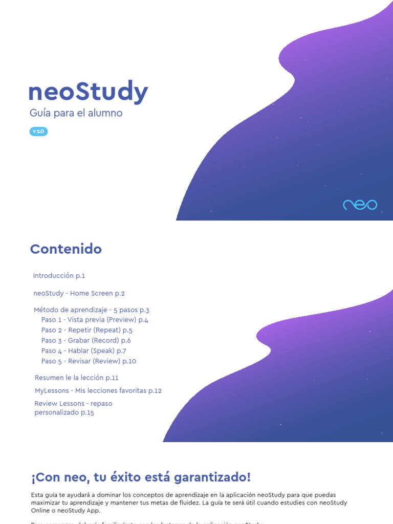 Guía Completa neoStudy: 5 Pasos de Aprendizaje | PDF