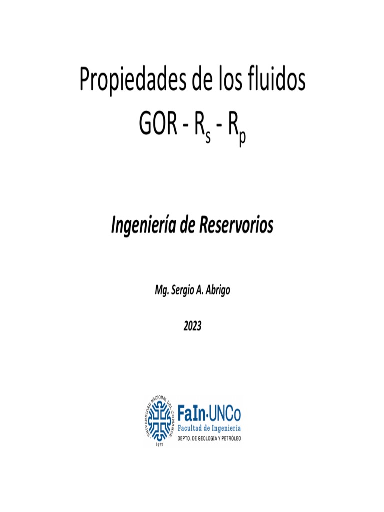 6 Propiedades de Los Fluidos GOR IdR 2023 | PDF