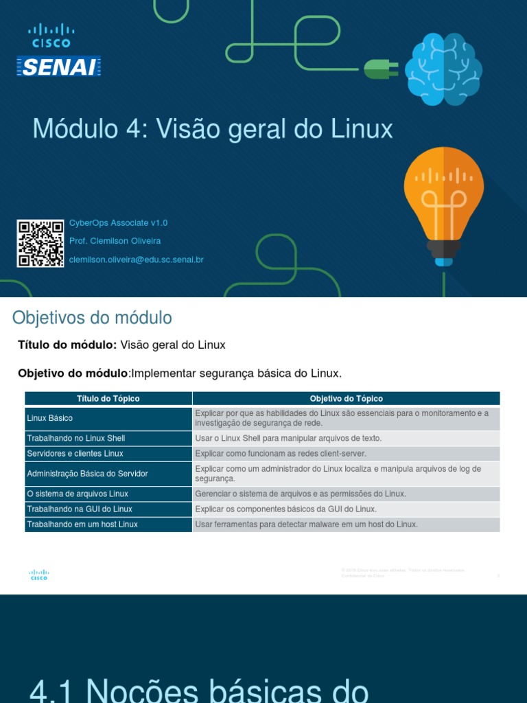 Módulo 4: Visão Geral Do Linux: Cyberops Associate V1.0 Prof. Clemilson Oliveira Clemilson ...