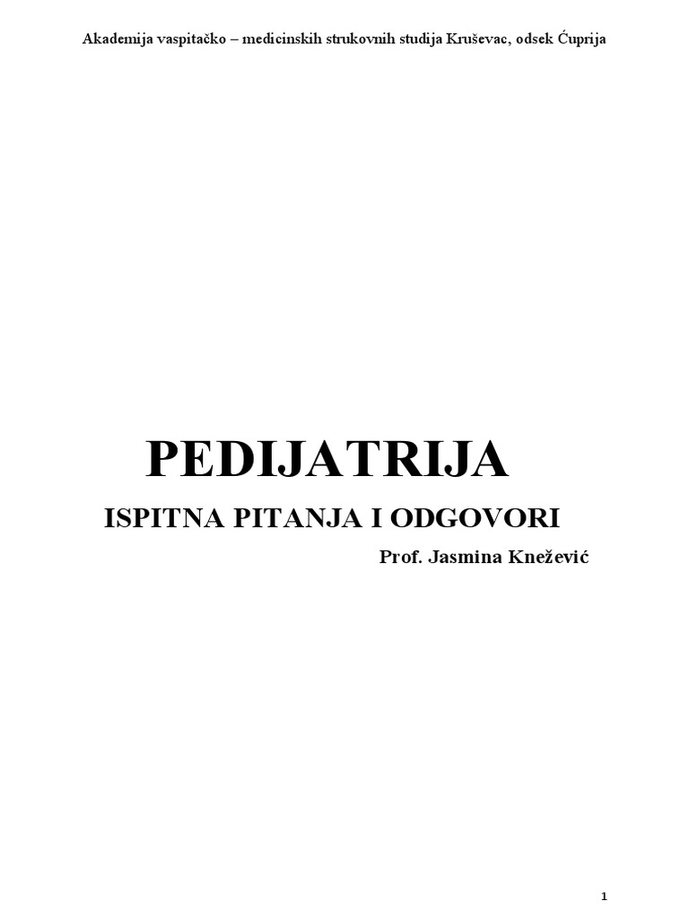 PEDIJATRIJA | PDF