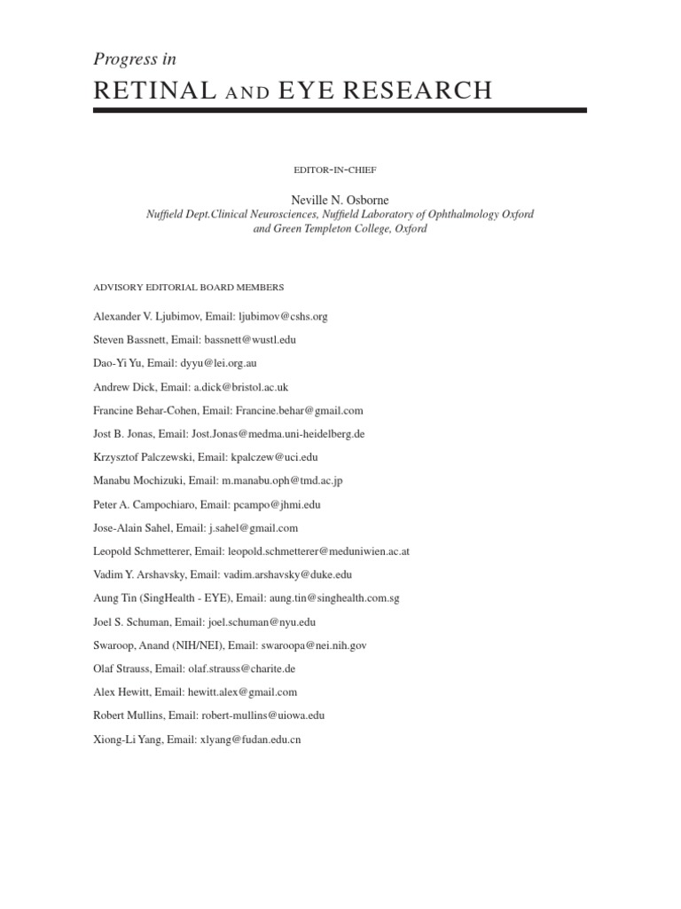 Editorial Board - 2021 - Progress in Retinal and Eye Research | PDF ...