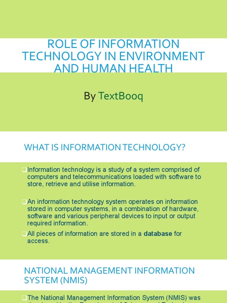 Role of Information Technology in Environment and Human Health | PDF ...