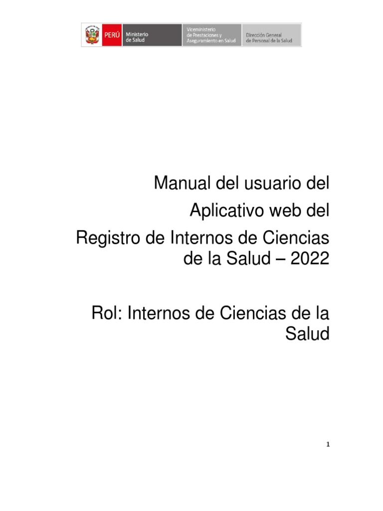 MANUAL DEL APLICATIVO INTERNADO Internos de Ciencias de La Salud | PDF ...