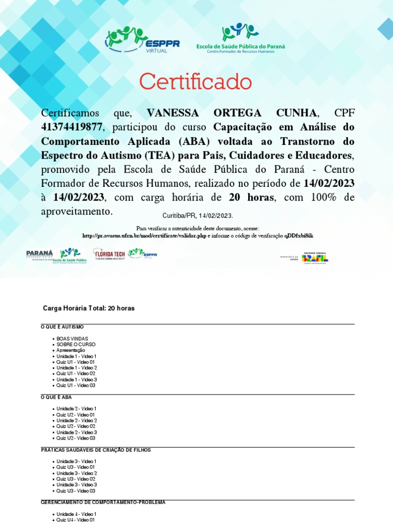 Certificado: Certificamos Que, CPF | PDF