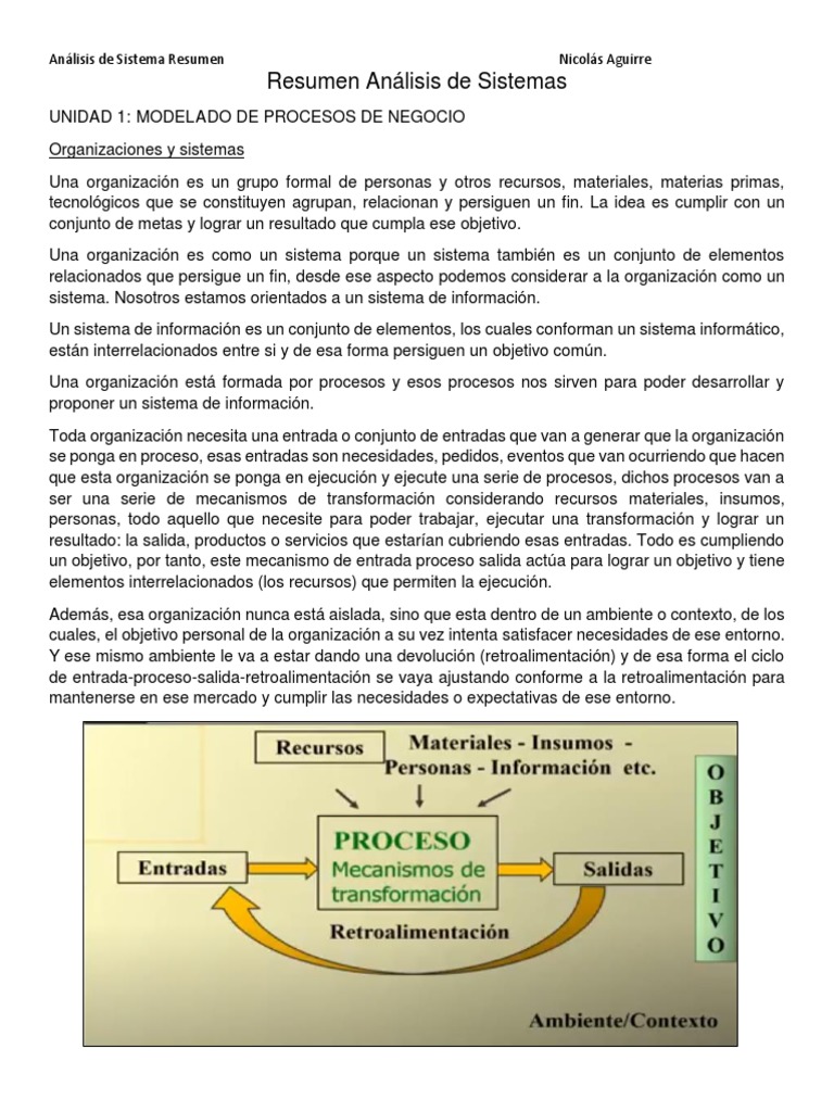 Resumen Análisis de Sistemas - Unidades 1-2-3 | PDF | Sistema de informacion | Información