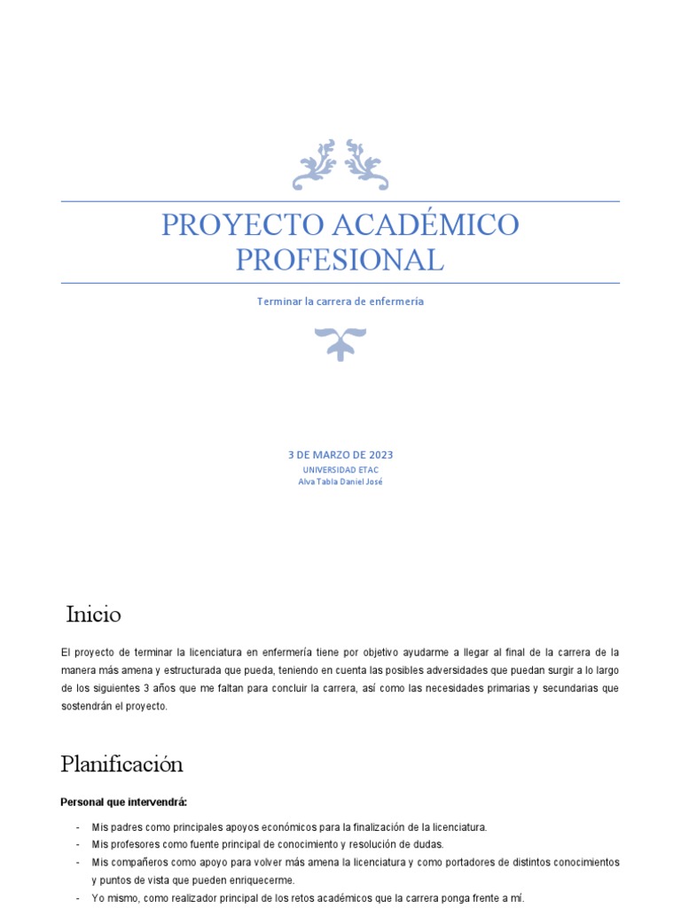 Proyecto Académico Profesional | PDF