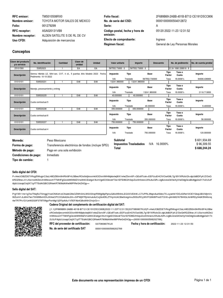 Conceptos: Sello Digital Del CFDI | PDF | Economias | Pagos