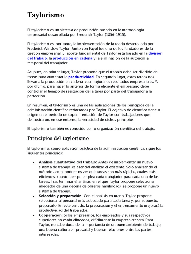 Taylorismo | PDF | Planificación | Economias