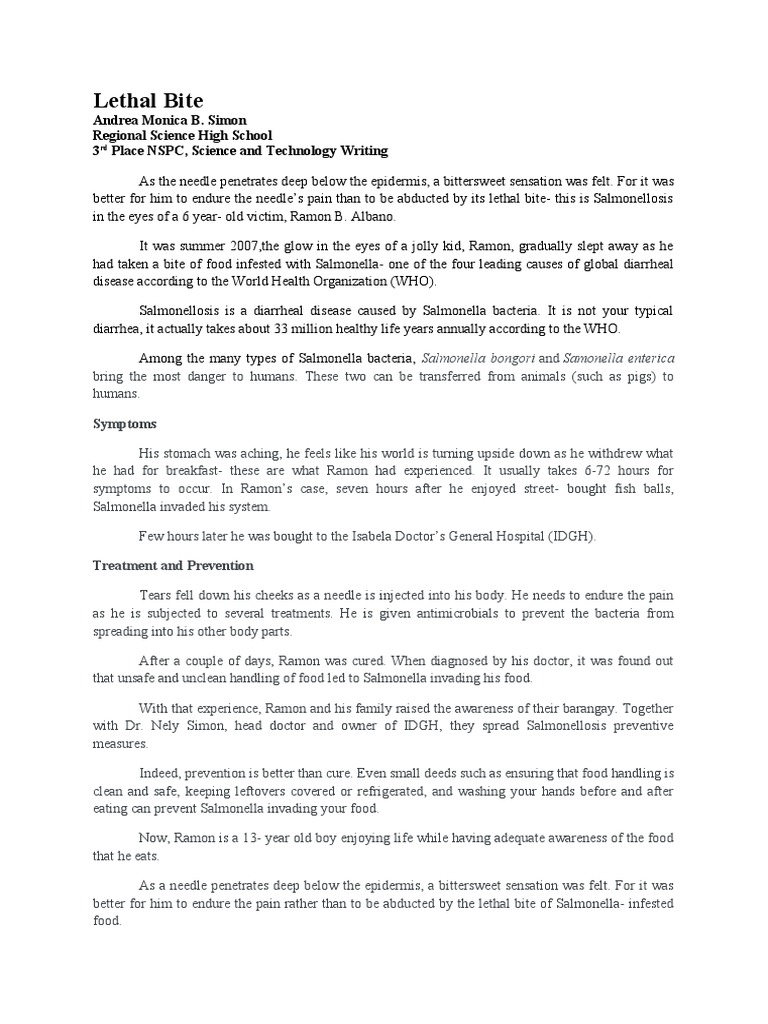 Sample Sci Tech Monica | PDF | Salmonella | Epidemiology