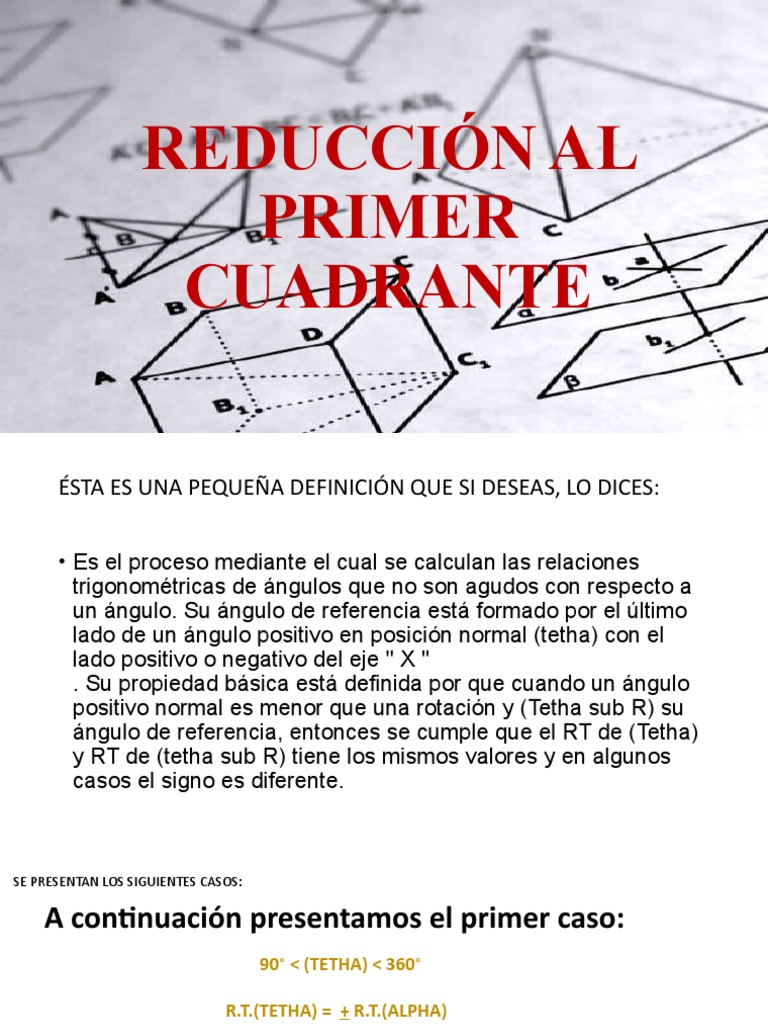 Reducción Al Primer Cuadrante | PDF | Ángulo | Trigonometría