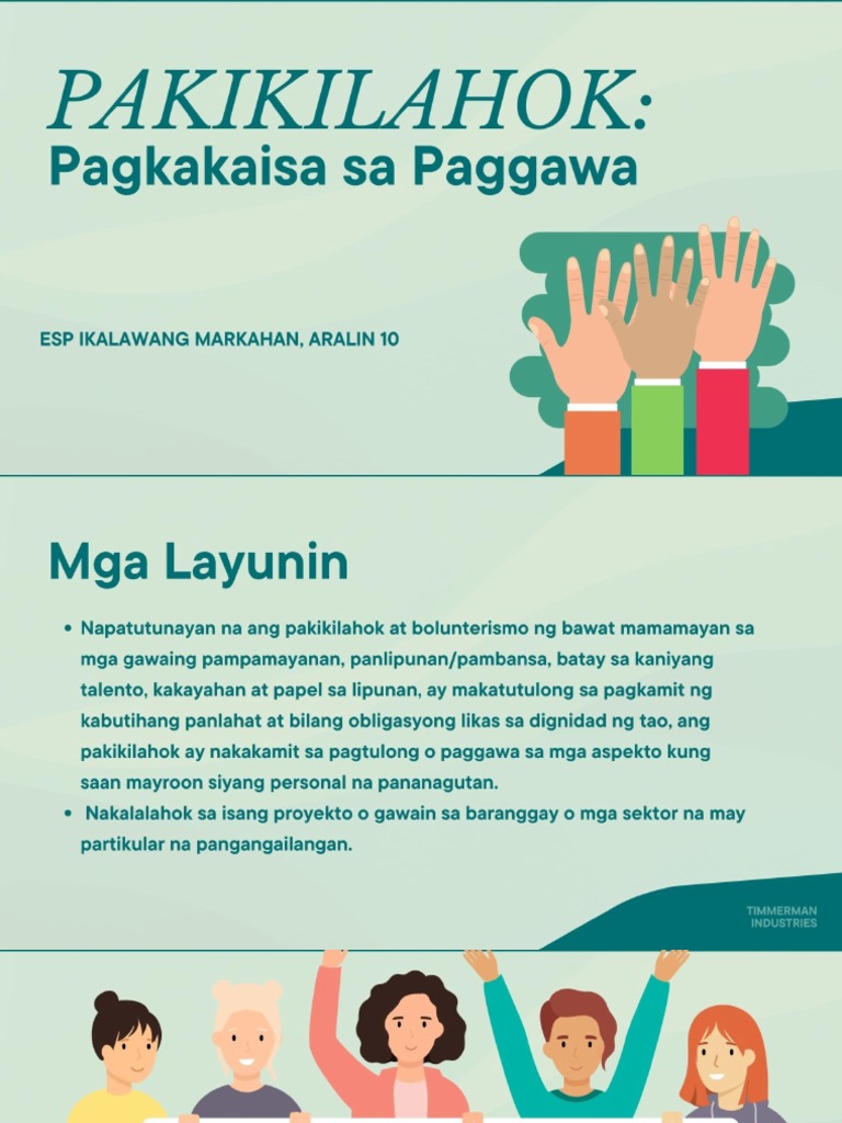 Aralin 10 - Pakikilahok, Pakikiisa Sa Paggawa | PDF