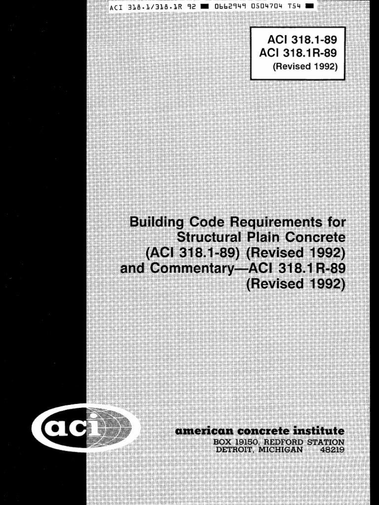 Aci 318.1 89 | PDF | Bending | Concrete
