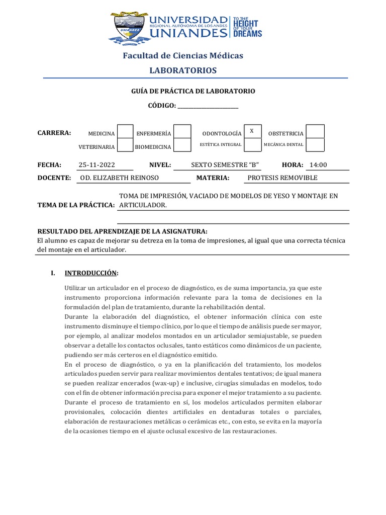 Facultad de Ciencias Médicas Laboratorios: Guía de Práctica de Laboratorio CÓDIGO | PDF ...