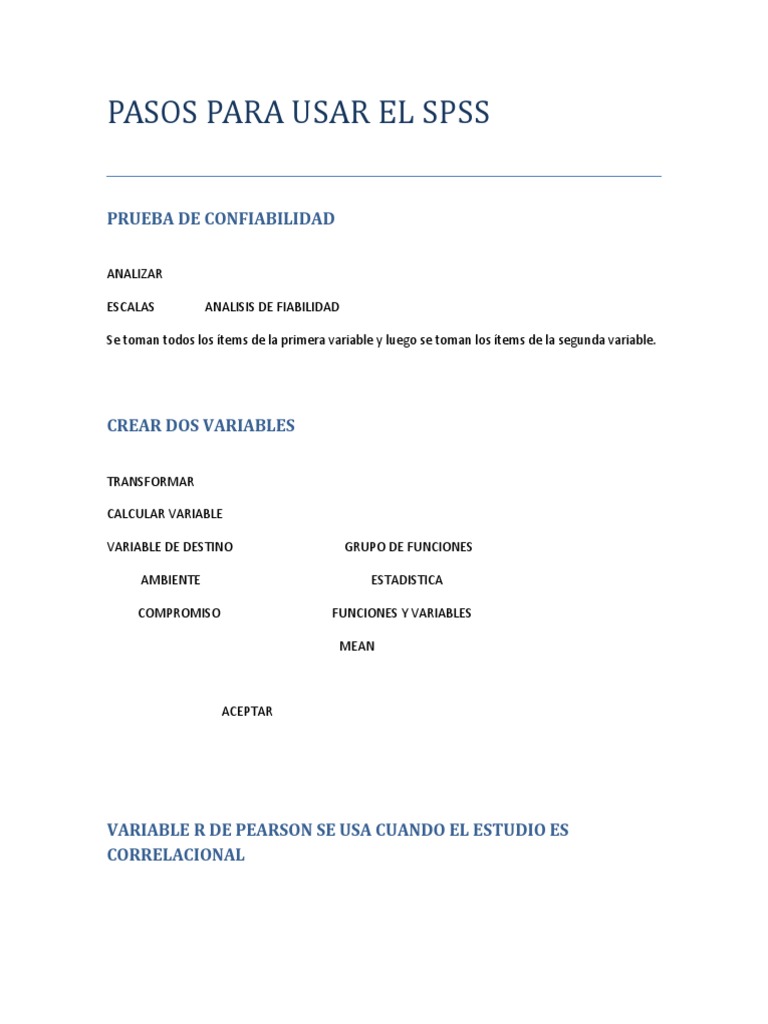 Pasos para Usar El SPSS: Prueba de Confiabilidad | PDF