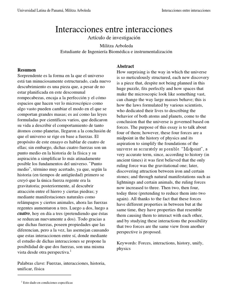 Interacciones Entre Interacciones | PDF | Partículas fisicas | Interacción fundamental